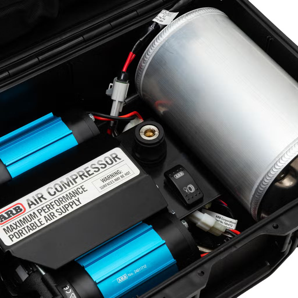 ARB Portable Air Compressor (Brushed) Twin with Air Tank - 12 Volt ...